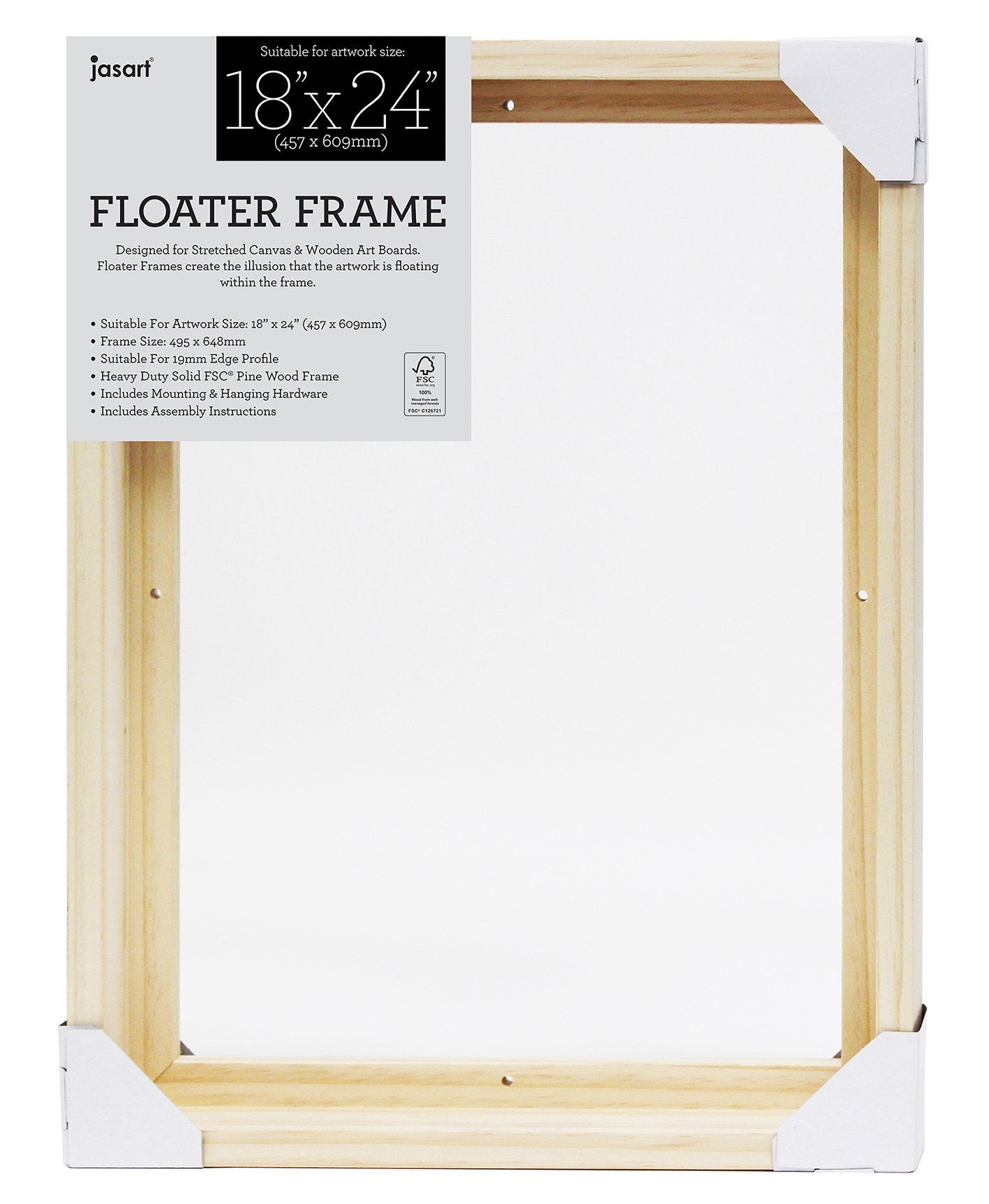 Jasart Floater Frame Thin Edge 18 x 24" Natural (45.7cm x 61.0cm ...