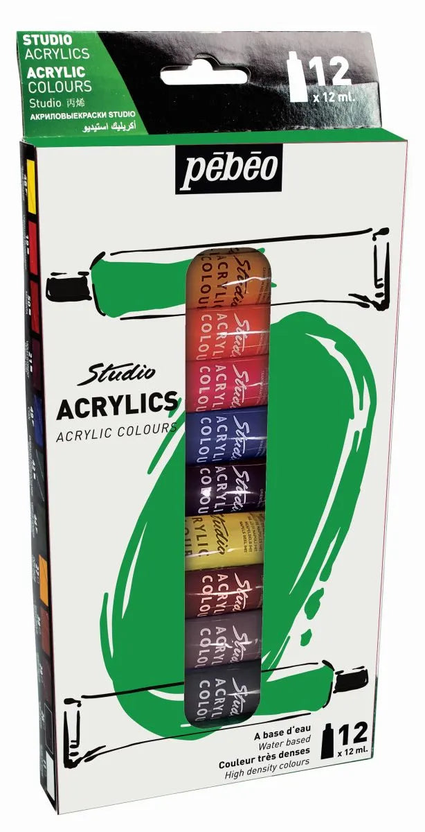 Pebeo Studio Acrylics Set 12 x 12ml – theartshop.com.au
