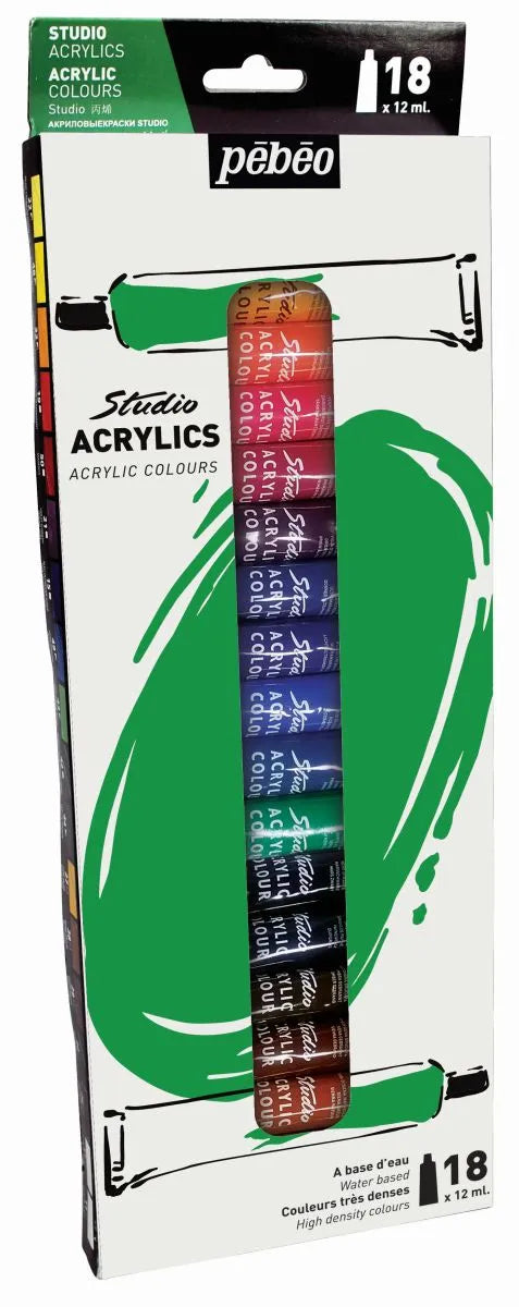 Pebeo Studio Acrylics Set 18 x 12ml – theartshop.com.au