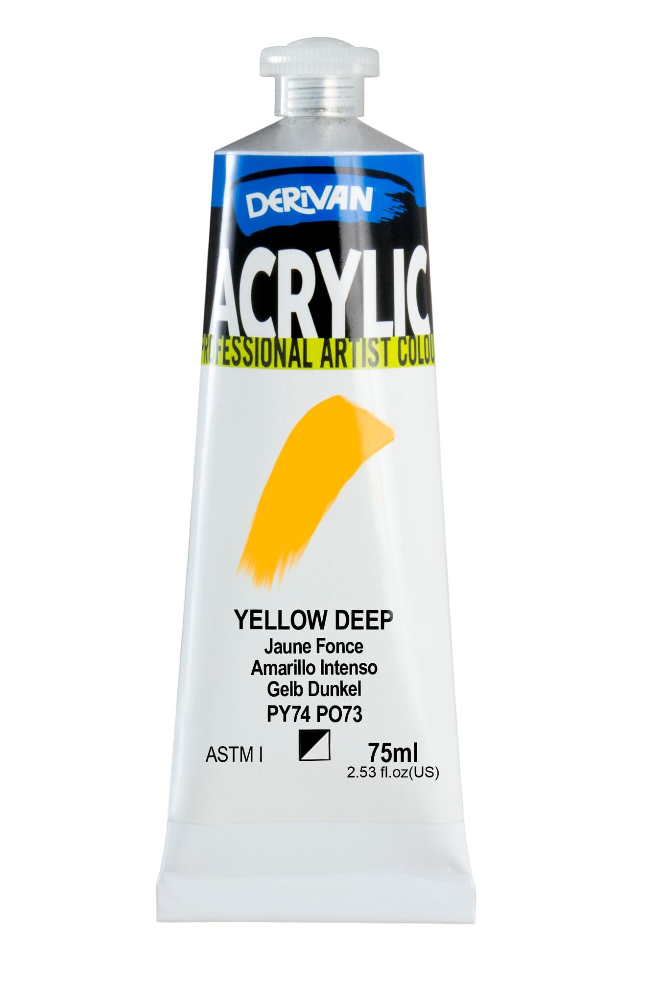 Derivan Artists Acrylic 75ml Yellow Deep – theartshop.com.au