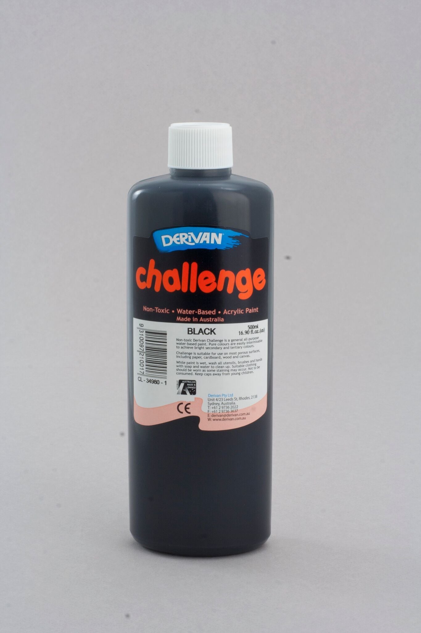 Derivan Challenge 500ml Black – theartshop.com.au