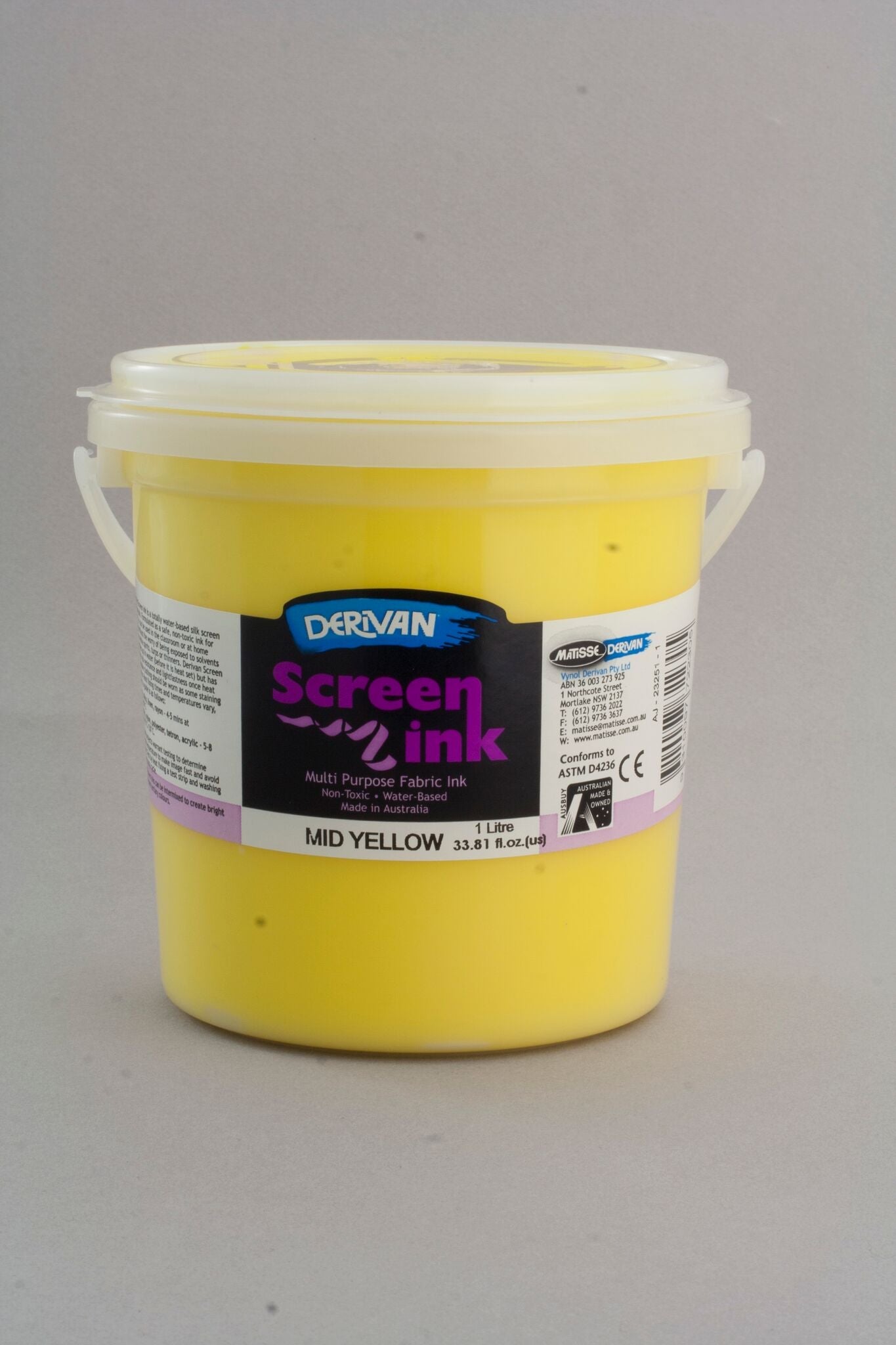 Derivan Multi Purpose Screen Ink 1 Litre Mid Yellow – theartshop.com.au