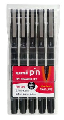 Uni Pin Drawing Black Set 5 Piece – theartshop.com.au